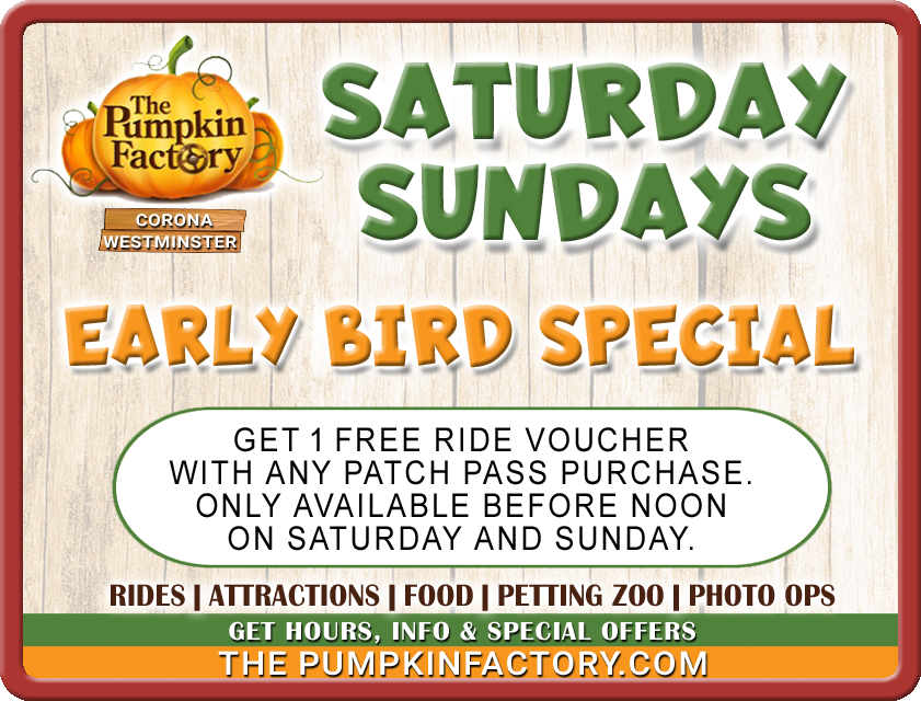 Specials - The Pumpkin Factory in Corona and Westminster, CA is open ...